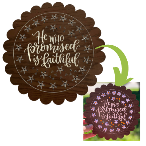 CLASS - Wood Embroidery Kit: "He Who Promised Is Faithful" with White ...